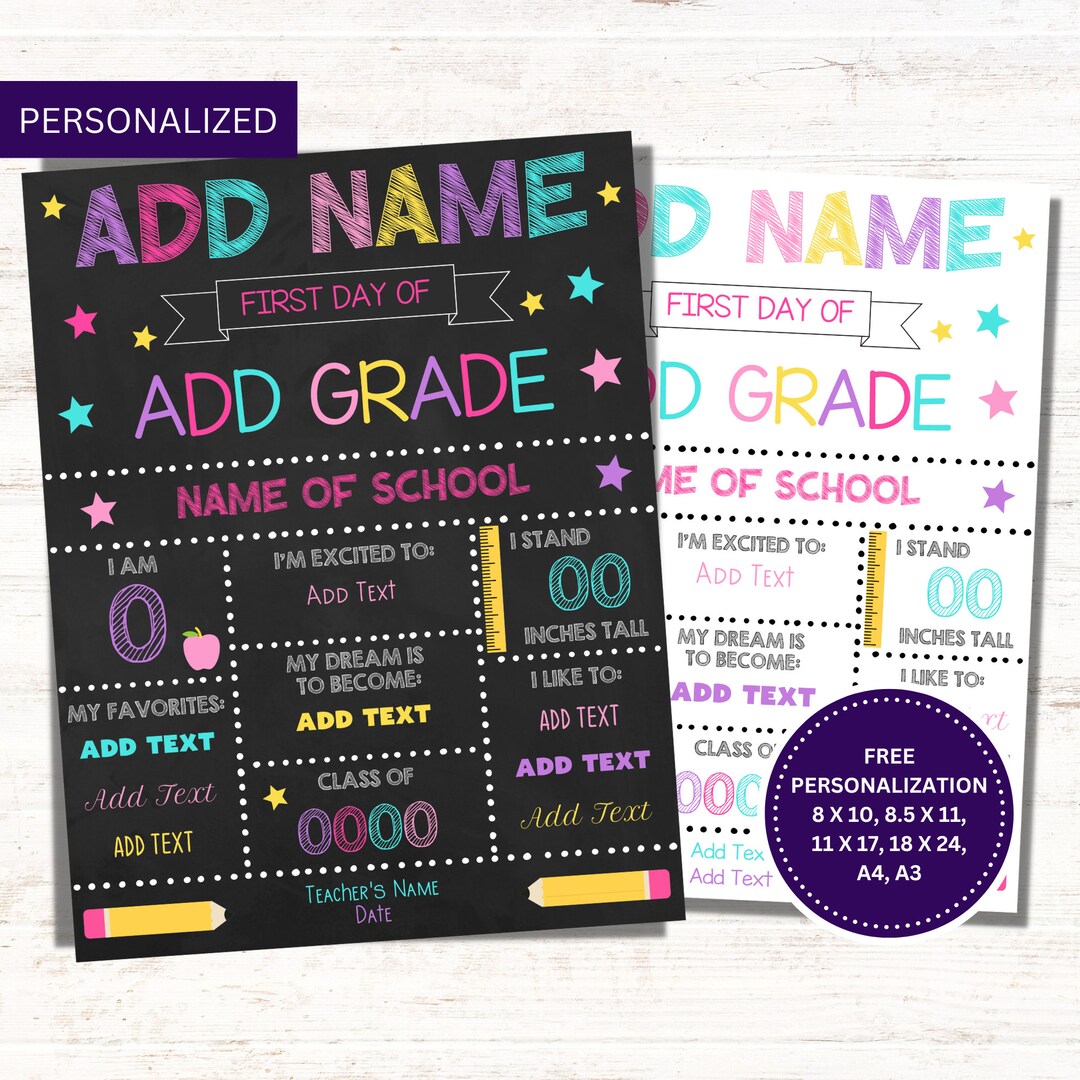 First Day of School Sign, Back to School Sign, Last Day of School Sign ...