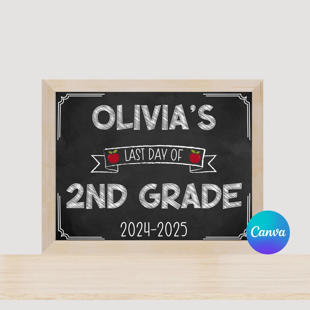 Editable Chalkboard School Sign | First & Last Day of School | Canva ...