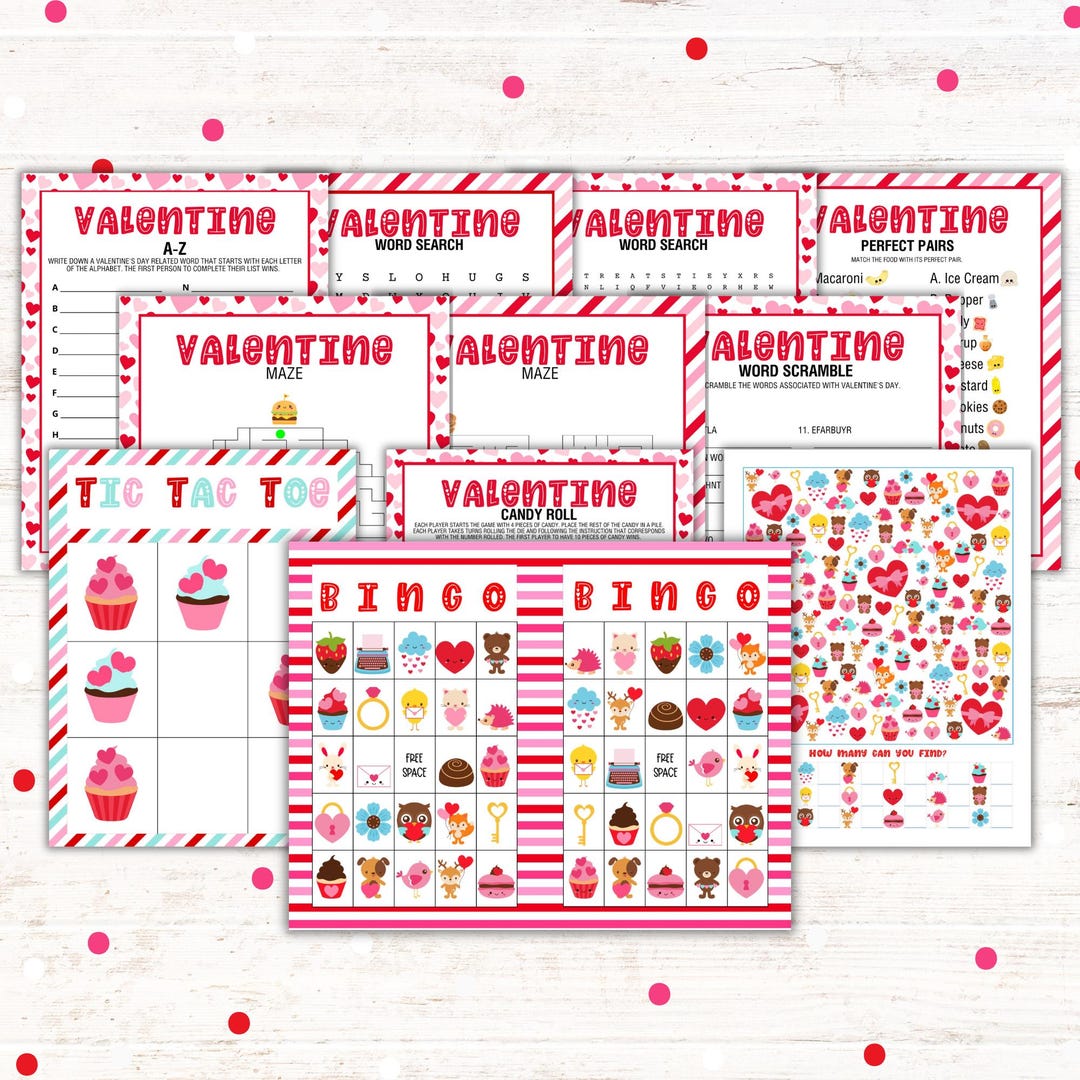 Valentine's Day Games Bundle: Printable Kids Activities (instant ...