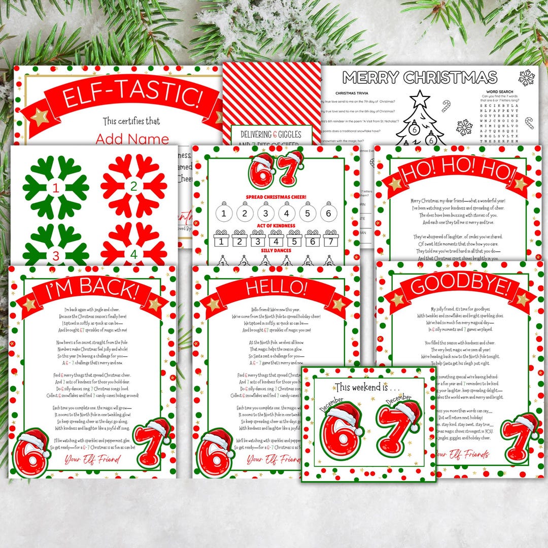 6-7 Elf Printable Prop, Elf Letters and Activities for 6 7, Instant ...