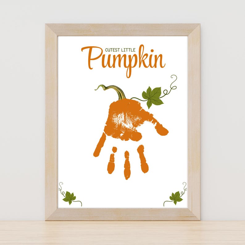 Cutest Little Pumpkin Printable, Fall Handprint or Footprint Craft ...