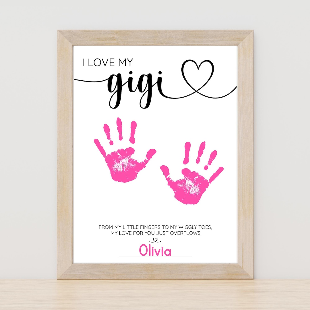 I Love My Gigi Handprint Footprint Art, Mother's Day Gift (instant ...