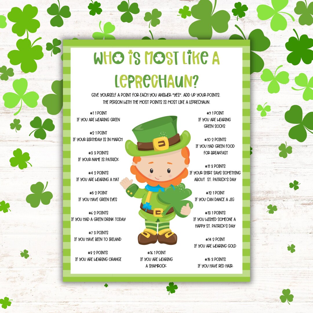 Who is Most Like a Leprechaun? | St. Patrick’s Day Game | Fun Printable ...