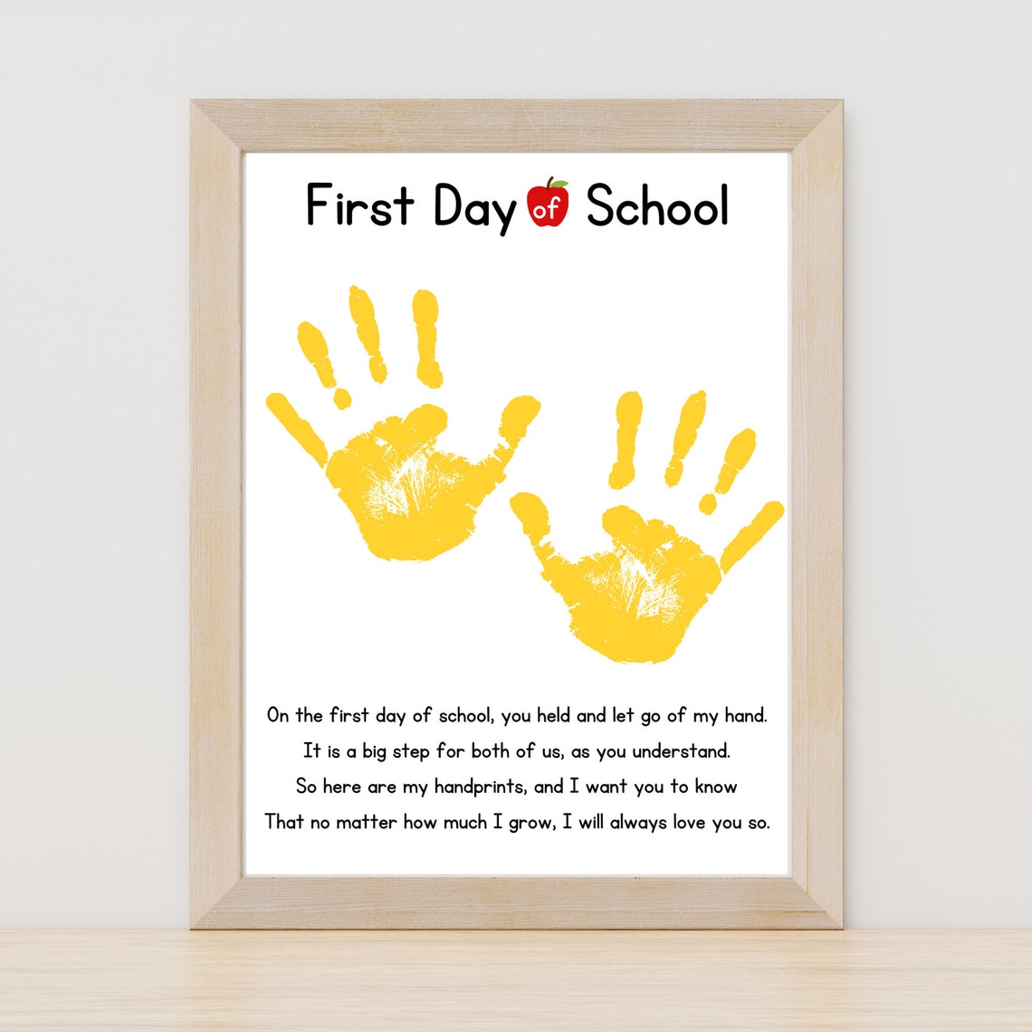First Day of School Handprint Art: Keepsake Poem Printable (PDF ...