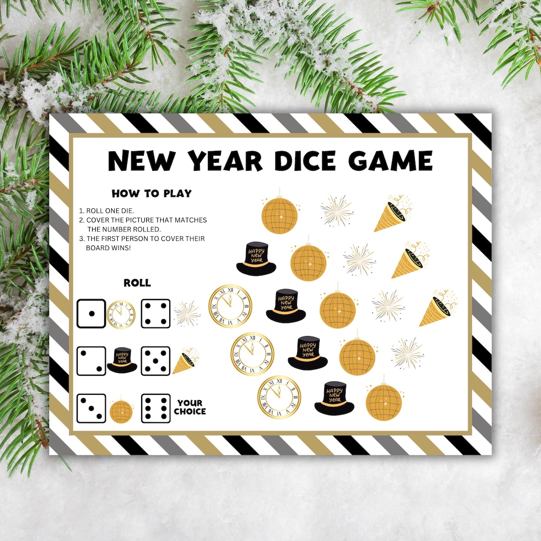 New Year Dice Game Printable | Fun 2025 Kids Game | New Year’s Eve ...