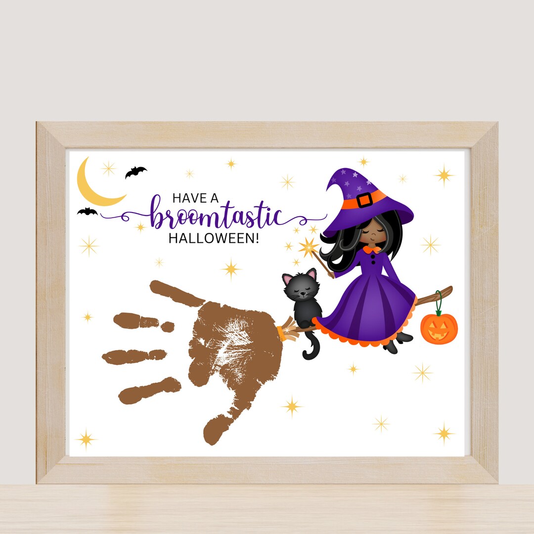 Witch Broomstick Handprint Printable | Halloween Craft for Kids ...
