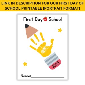 First Day of School Handprint Craft Printable, Back to School Pencil ...