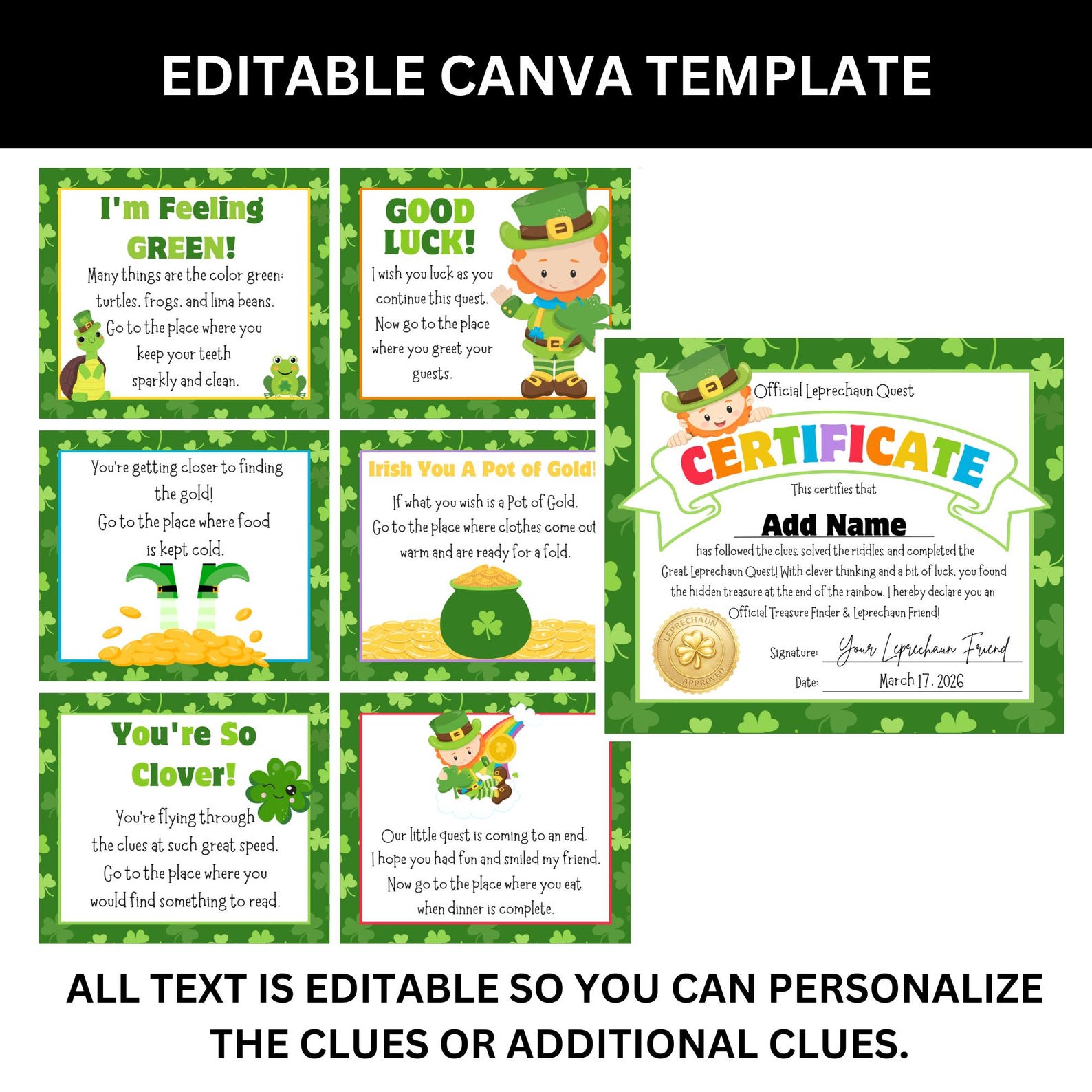 St. Patrick's Day Scavenger Hunt – Leprechaun Clues, Printable ...
