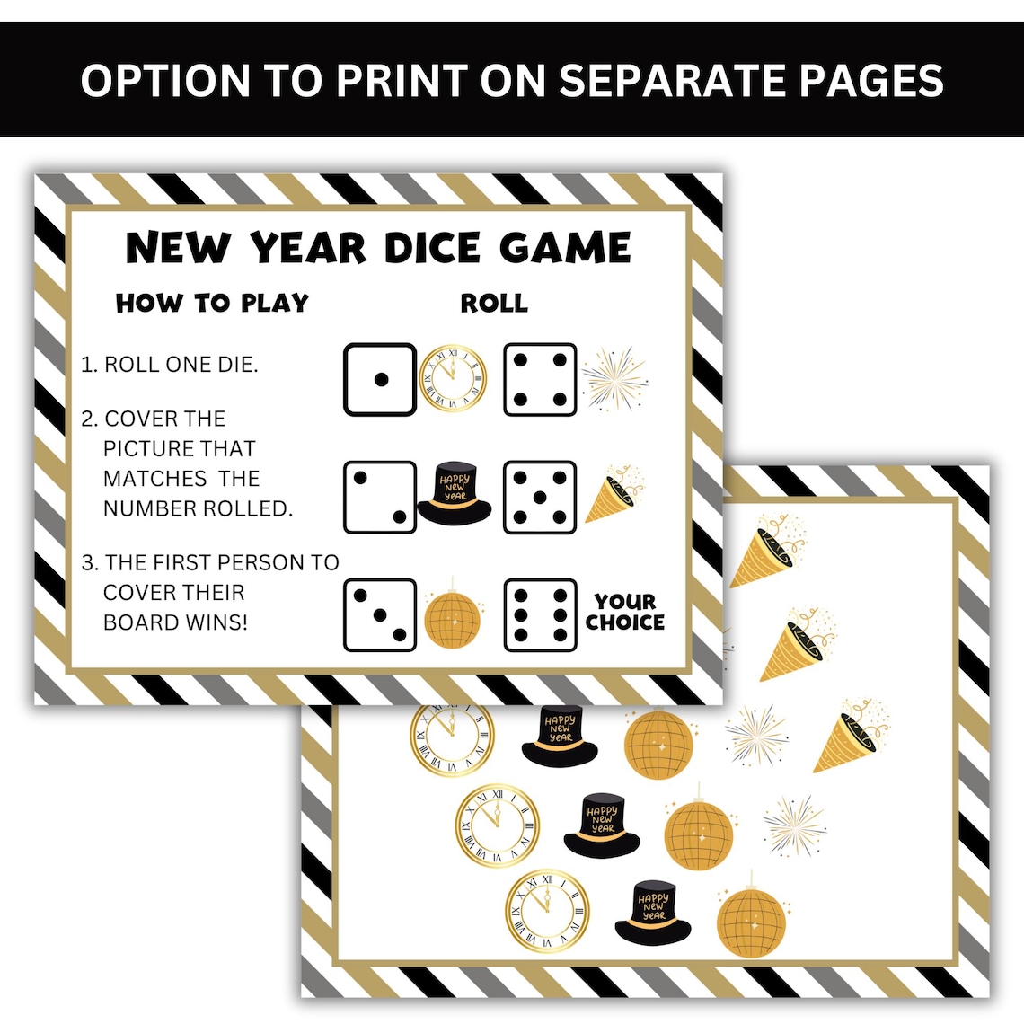 New Year's Eve Dice Game: Fun 2025 Kids Activity (instant Download PDF ...