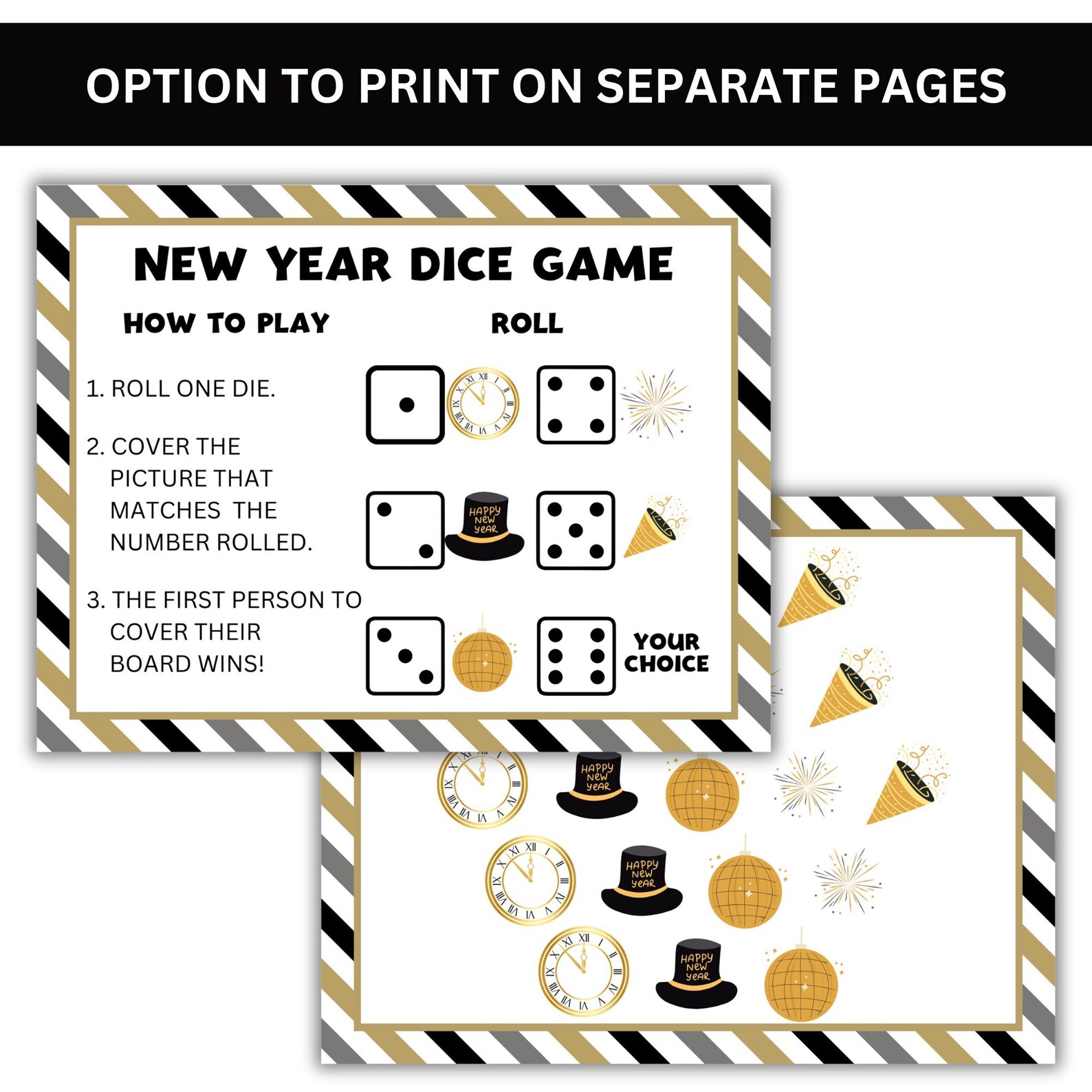 New Year's Eve Dice Game: Fun 2025 Kids Activity (instant Download PDF ...