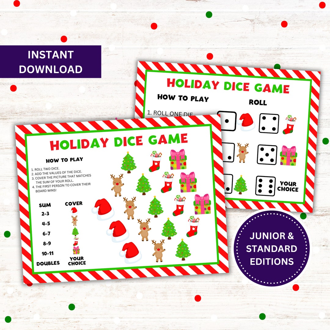 Christmas Dice Game Printable Christmas Games Christmas & Holiday Party ...