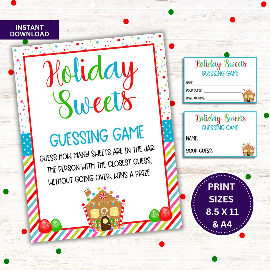 Holiday Candy Game, Printable Christmas Games, Guess How Many Candies ...