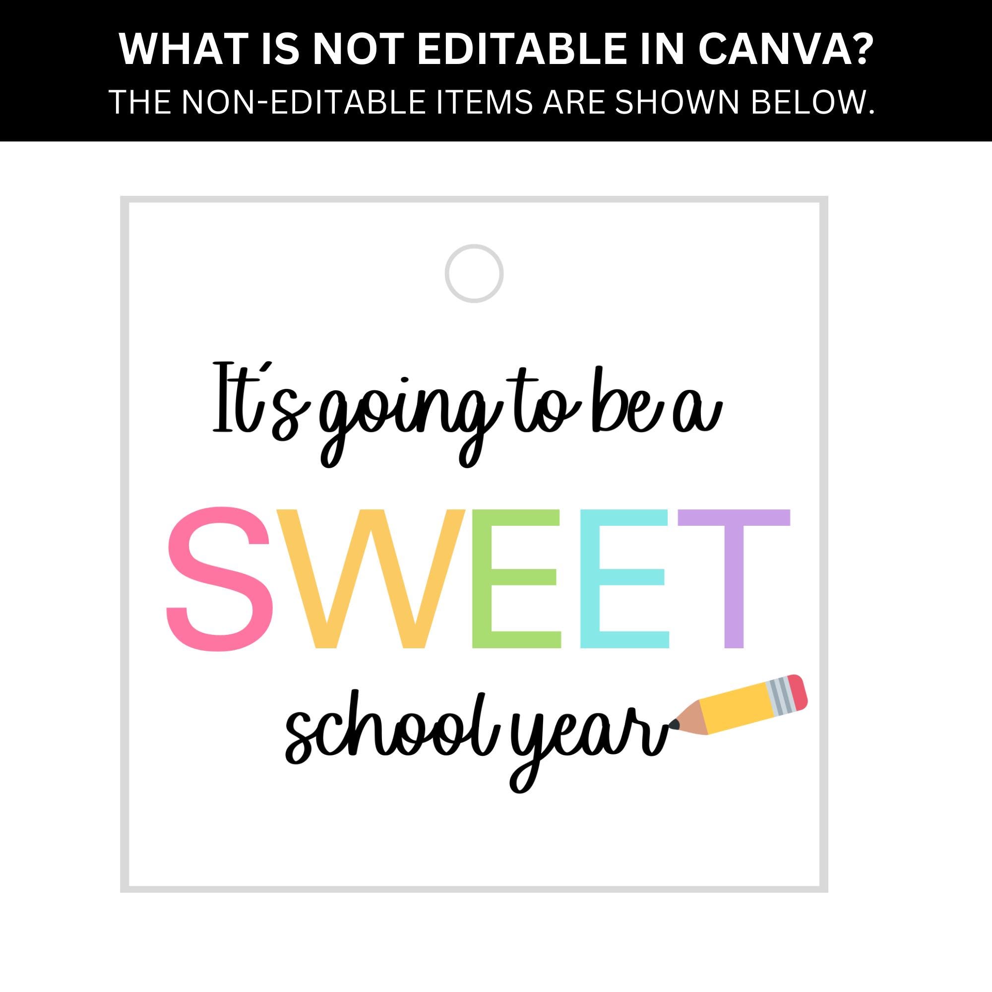 Editable Back to School Gift Tags: Sweet School Year, Canva Template ...