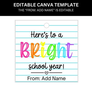 Back to School Gift Tag: Editable Teacher Appreciation Tag (PDF & Canva ...