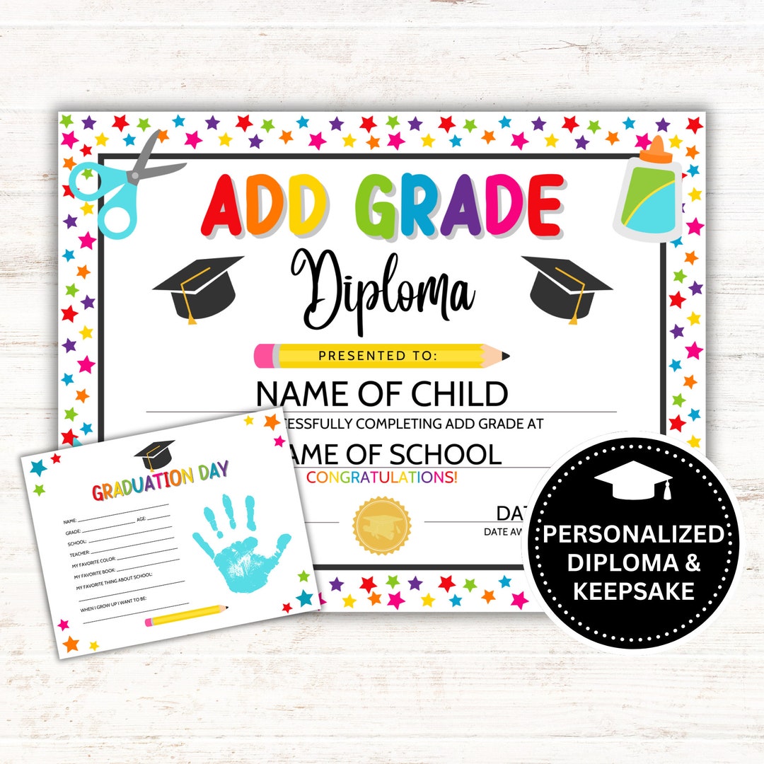 Personalized Graduation Diploma or Certificate (PDF Download) - Etsy