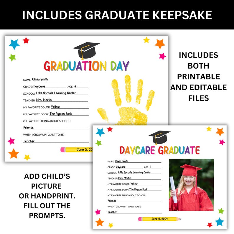Daycare Graduation Diploma, Editable Daycare Certificate, Instant ...