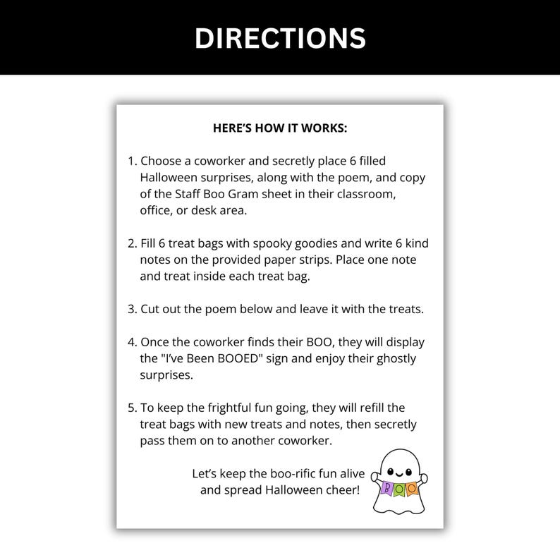 Staff Boo Gram Printable: Halloween Office Game (PDF Download 8.5x11 ...