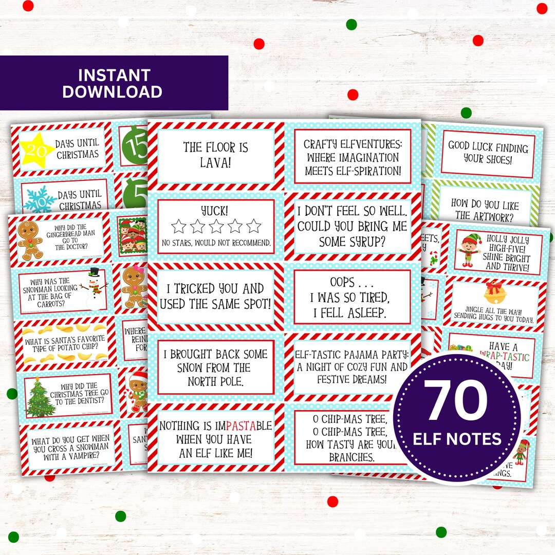 Printable Elf Notes 70 Elf Messages Christmas Elf - Etsy Australia