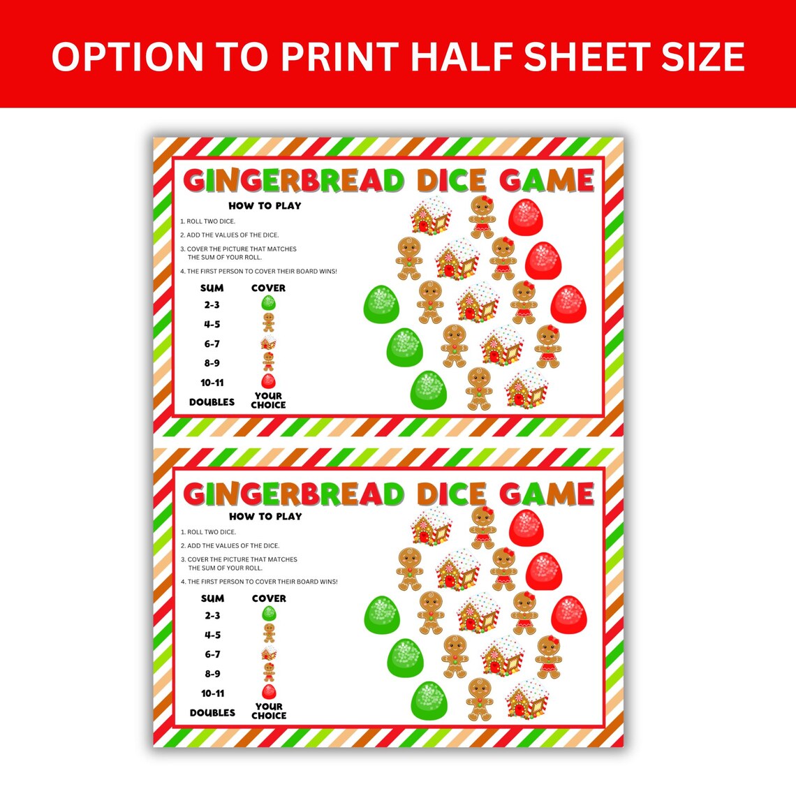 Gingerbread Dice Game Printable - Holiday Activity for Kids - Instant ...
