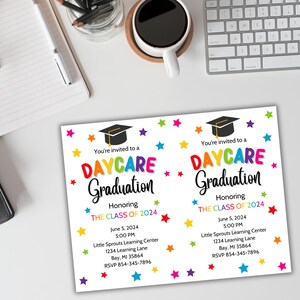 Editable Daycare Graduation Invitation Canva Template Electronic ...