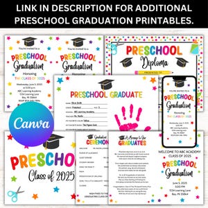 Editable Preschool Graduation Certificate: Class of 2025 (printable PDF ...