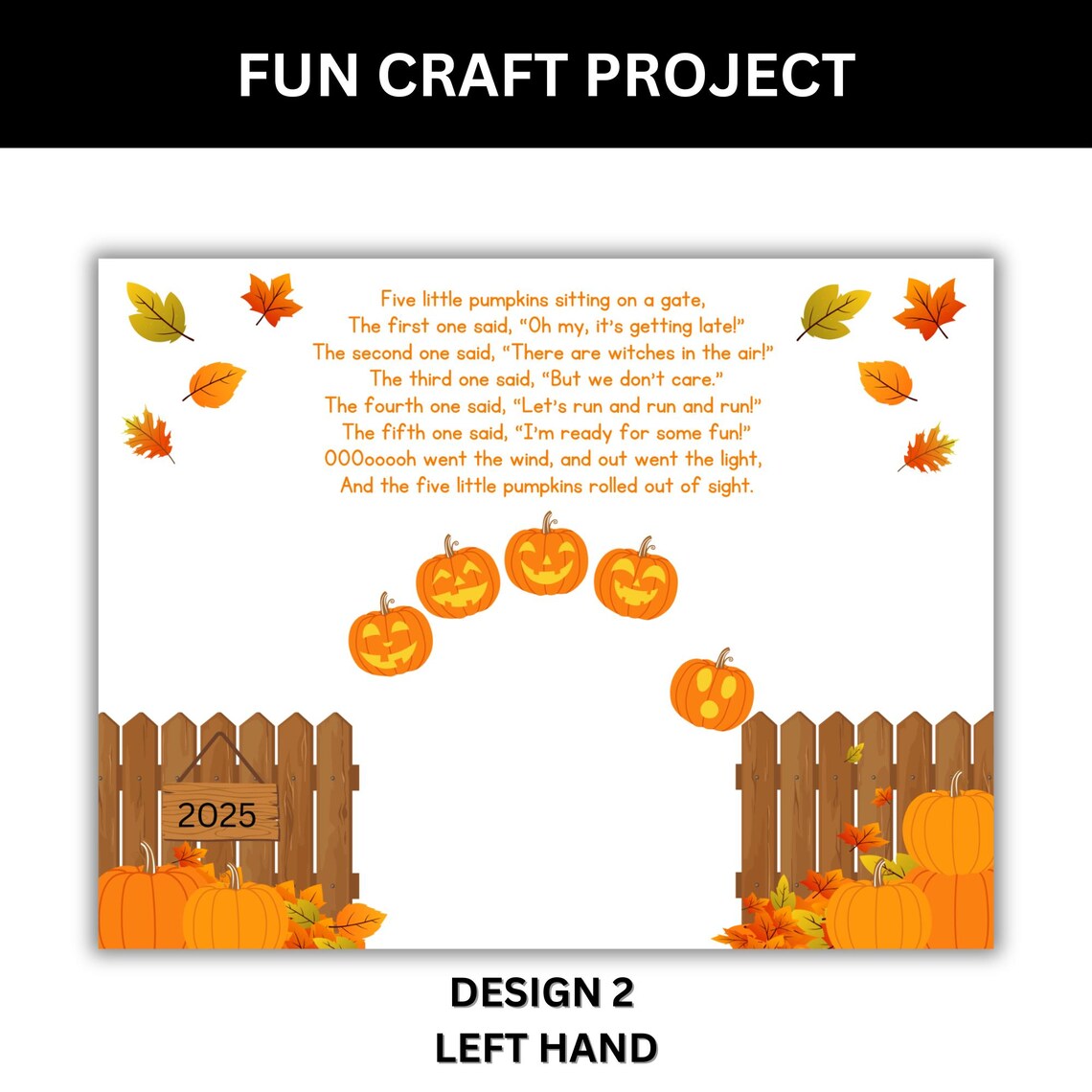 Five Little Pumpkins Handprint Poem, Fall Craft for Kids, Instant ...