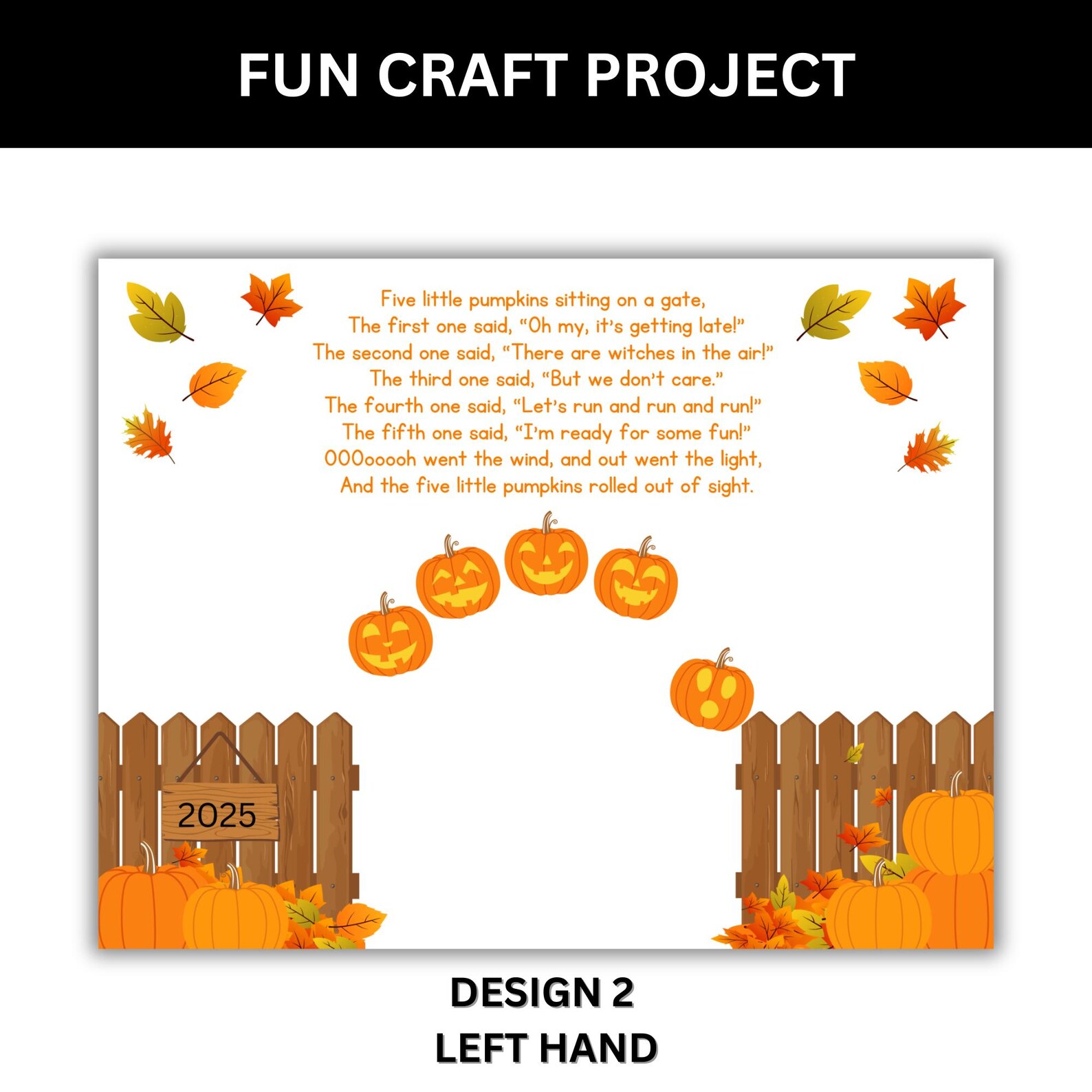 Five Little Pumpkins Handprint Poem, Fall Craft for Kids, Instant ...