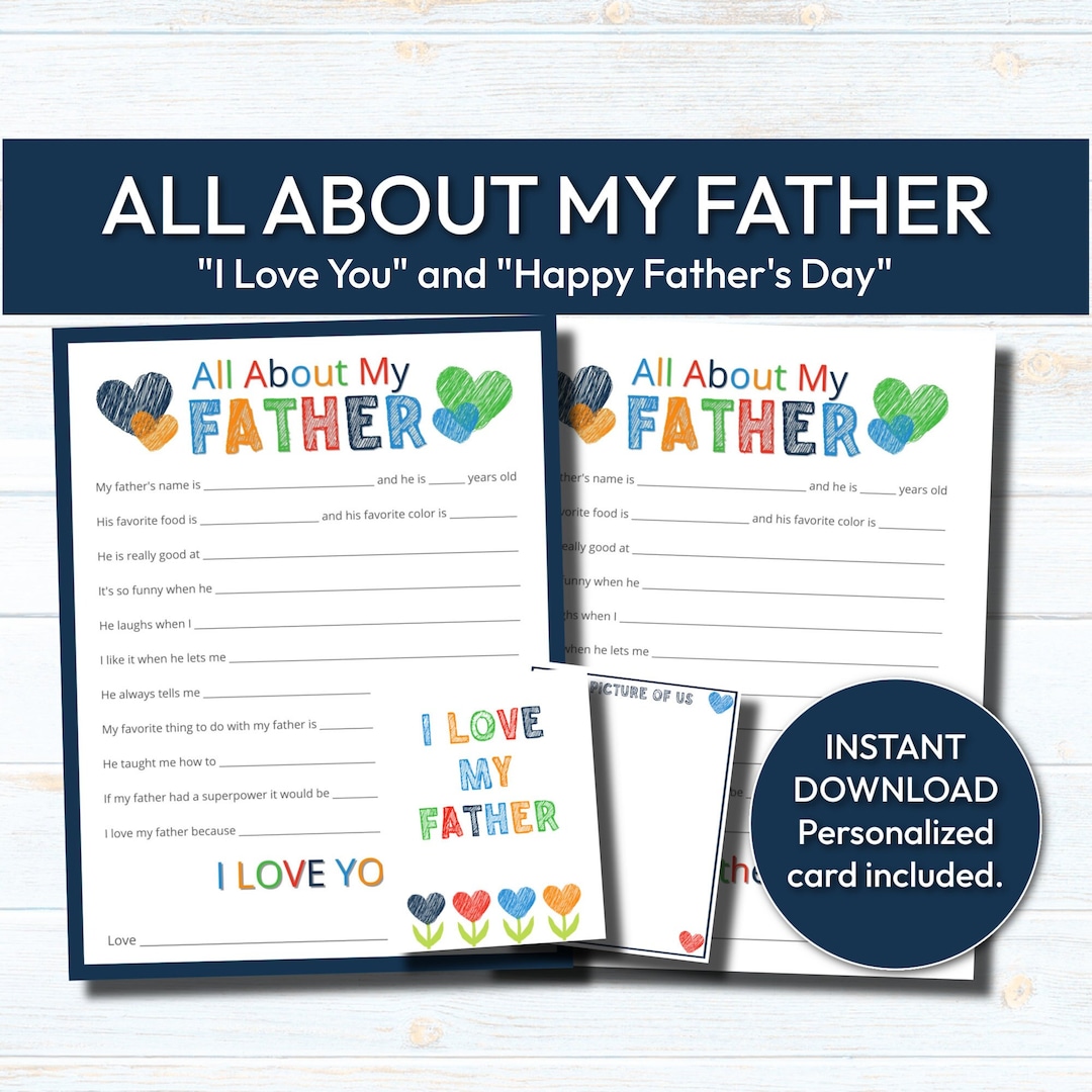 Father's Day Printable All About My Father Father - Etsy UK