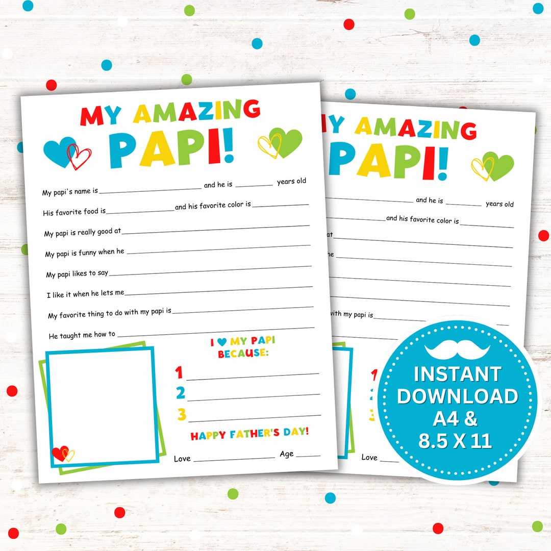 My Amazing Papi Printable - Father's Day Gift - Birthday Gift ...