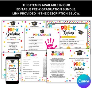 Editable Pre-k Graduation Program, Canva Template, Instant Download, 8 ...