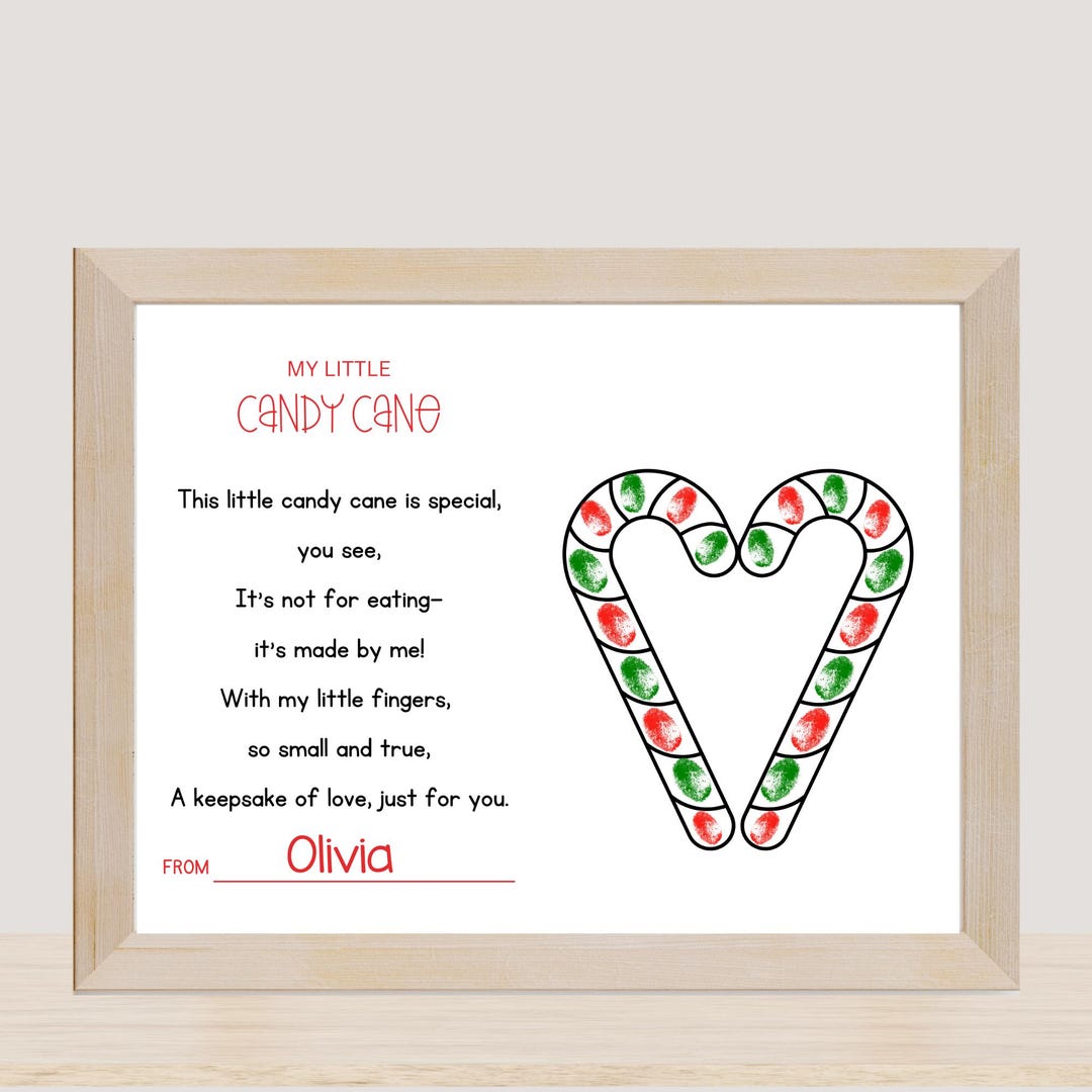 Candy Cane Poem Fingerprint Printable | DIY Holiday Kids Craft ...