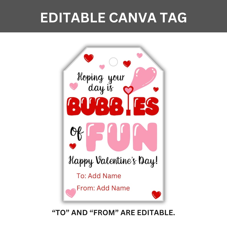 Bubbles Valentine Tag Printable | Bubble Valentine Gift for Kids - Etsy