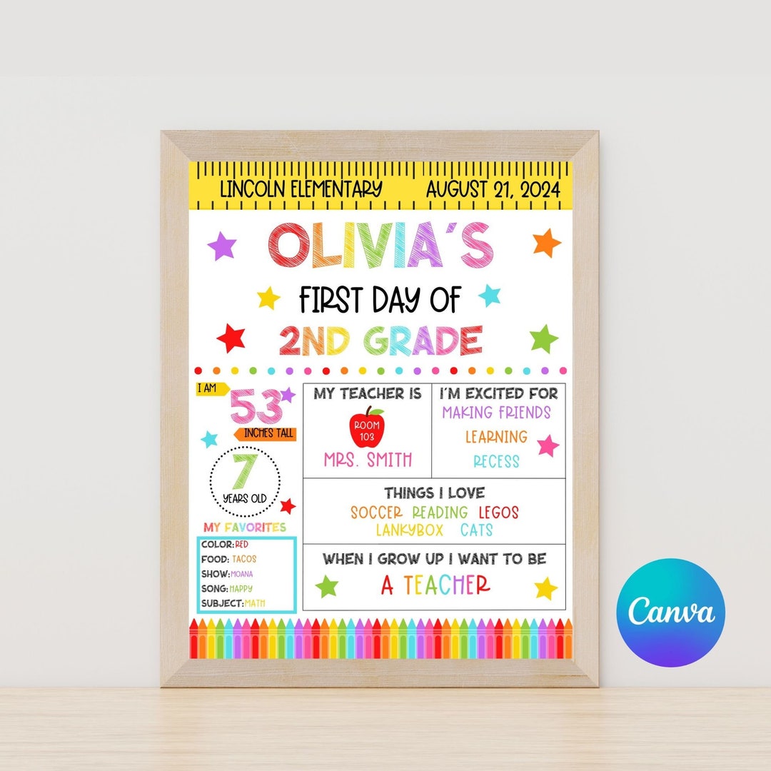 Editable School Sign | First Day of School | Last Day of School | Canva ...