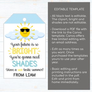 Future is so Bright You're Gonna Need Shades Printable Tag - Etsy