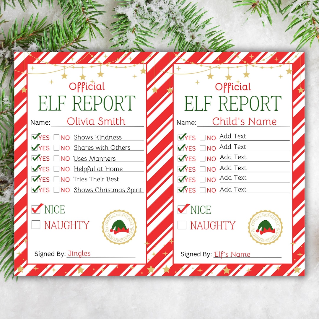 Elf Report Printable & Editable | Christmas Elf Notes for Kids ...