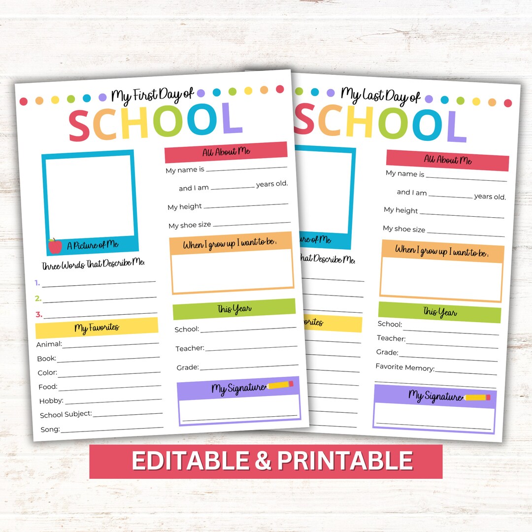 First and Last Day of School Interview | Back to School Printable | All ...