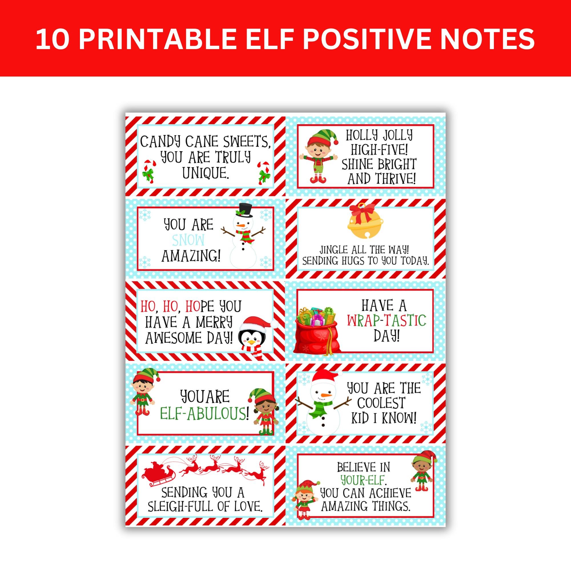 Printable Elf Notes: Christmas Jokes & Kindness (PDF Download) - Etsy