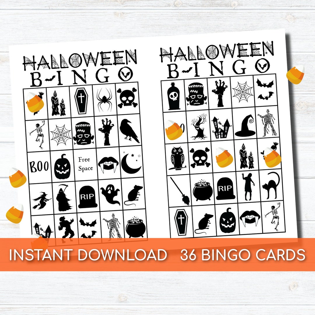 Printable Halloween Party Games Halloween Bingo Halloween - Etsy