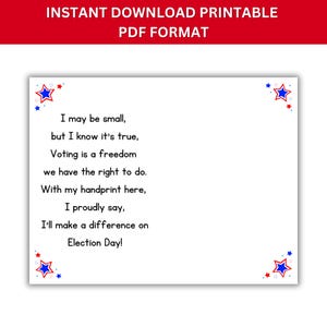 Election Day Handprint Craft Printable, Instant Download - Etsy