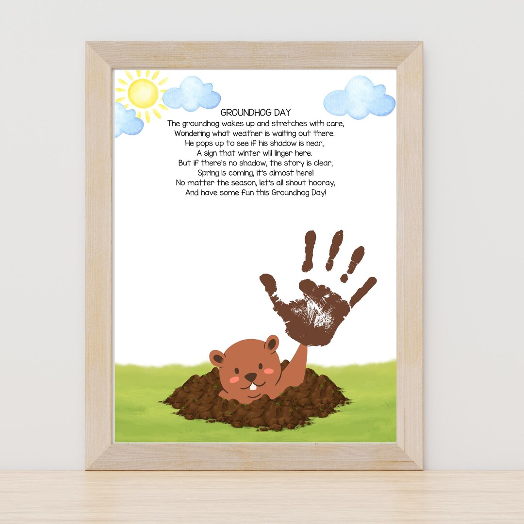 Groundhog Day Handprint Craft | Groundhog Day Poem Printable ...