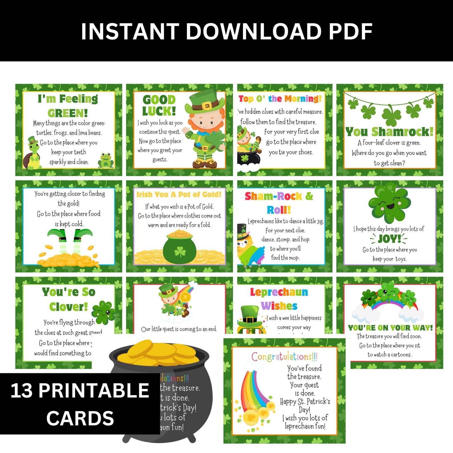 St. Patrick's Day Scavenger Hunt – Leprechaun Clues, Printable ...