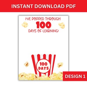 100th Day of School Handprint Craft | Popcorn Handprint Printable ...
