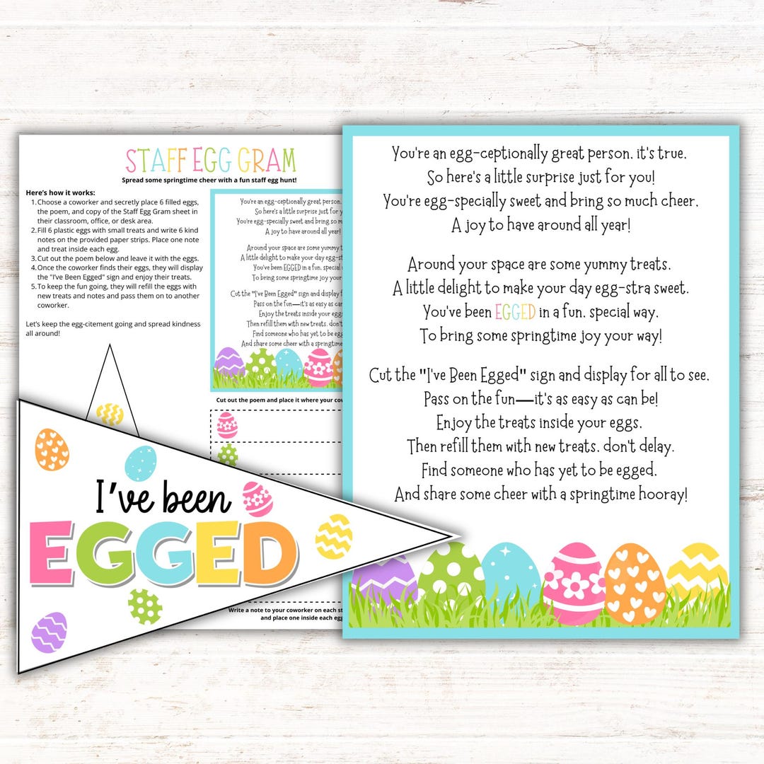 Staff Egg Gram Printable | You've Been Egged Office Game | Teacher ...