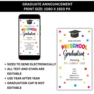 Editable Preschool Graduation Invitation, Canva Template, 8.5x11 & A4 ...