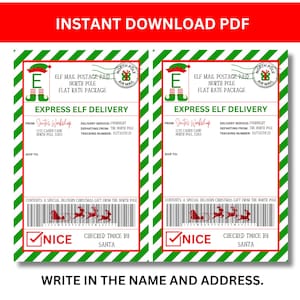 Elf Mail Printable Christmas Label, Santa Shipping Label, North Pole ...