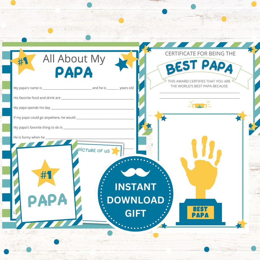 All About My Papa Printable - Father's Day Gift - Instant Download PDF ...