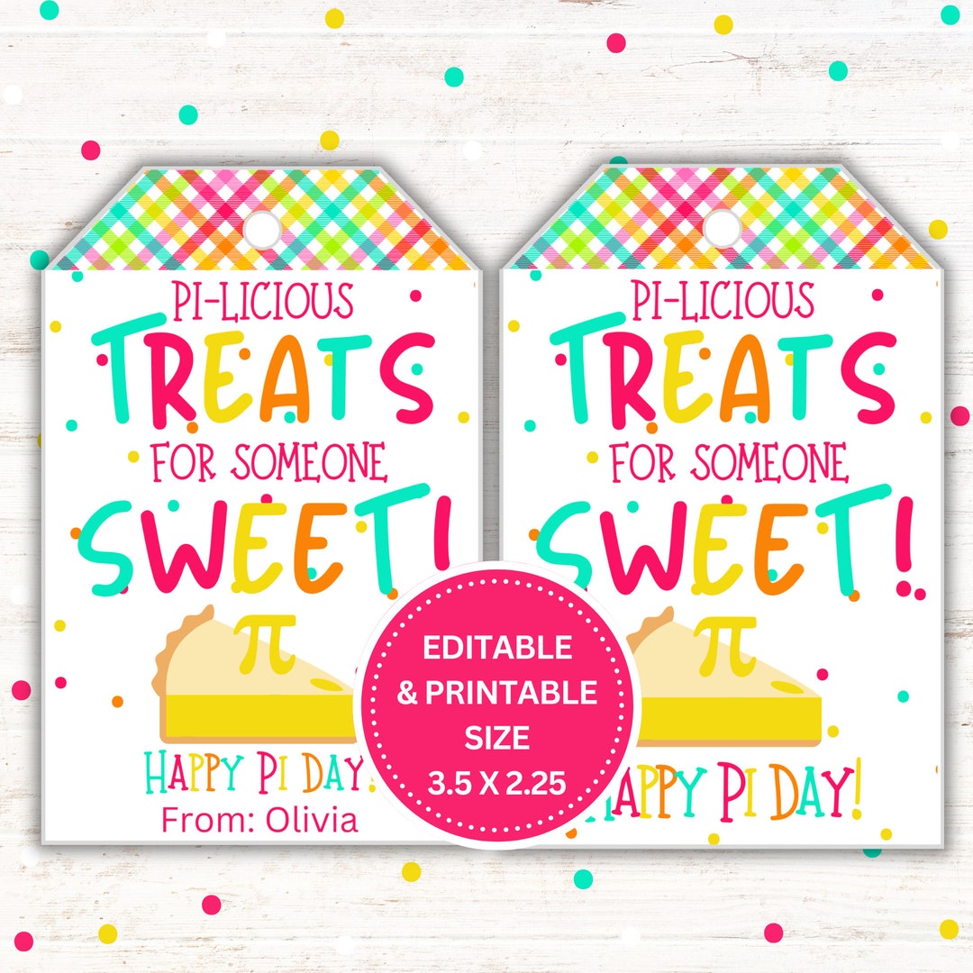 Pi Day Gift Tags, Printable Pie Day Treat Tag, Pi Day Fun, March 14th ...