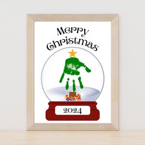 Snow Globe Handprint Printable, Christmas Tree Handprint Craft ...