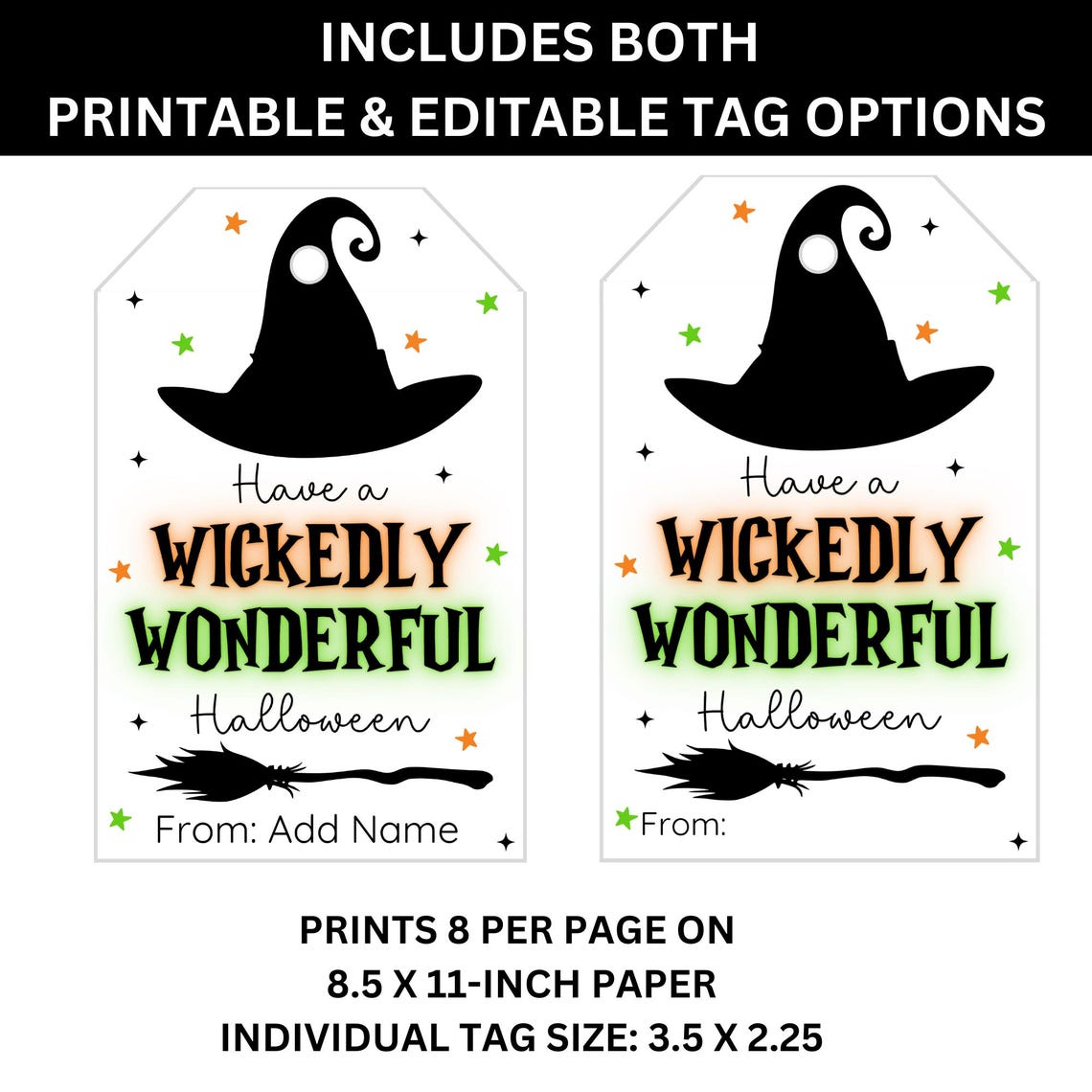 Editable Halloween Gift Tags, Canva Template (PDF Download) - Etsy