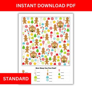Gingerbread How Many Can You Find? Printable Game - Instant Download ...
